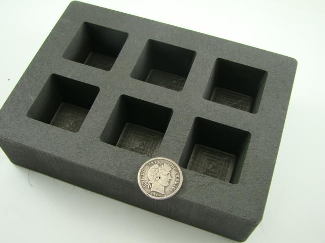 High Density Graphite Cube Mold 5 oz Gold Bar 2.5 oz Silver 6-Cavities ...